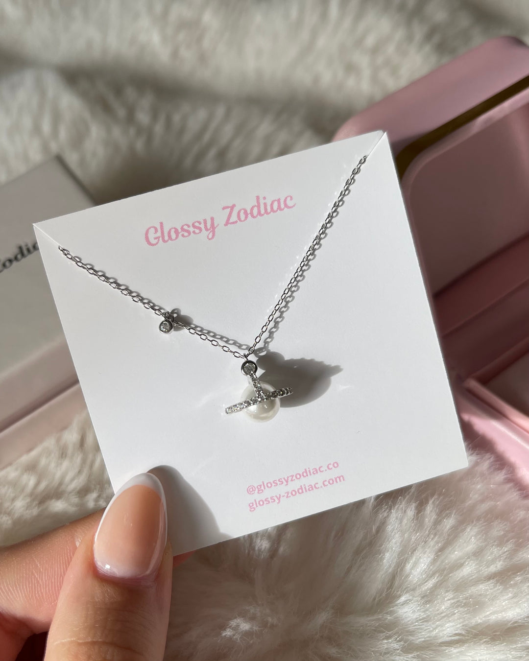 Saturn Pearl Necklace - 925 sterling silver – Glossy Zodiac