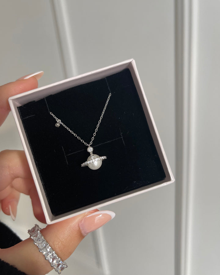 Saturn Pearl Necklace - 925 sterling silver – Glossy Zodiac